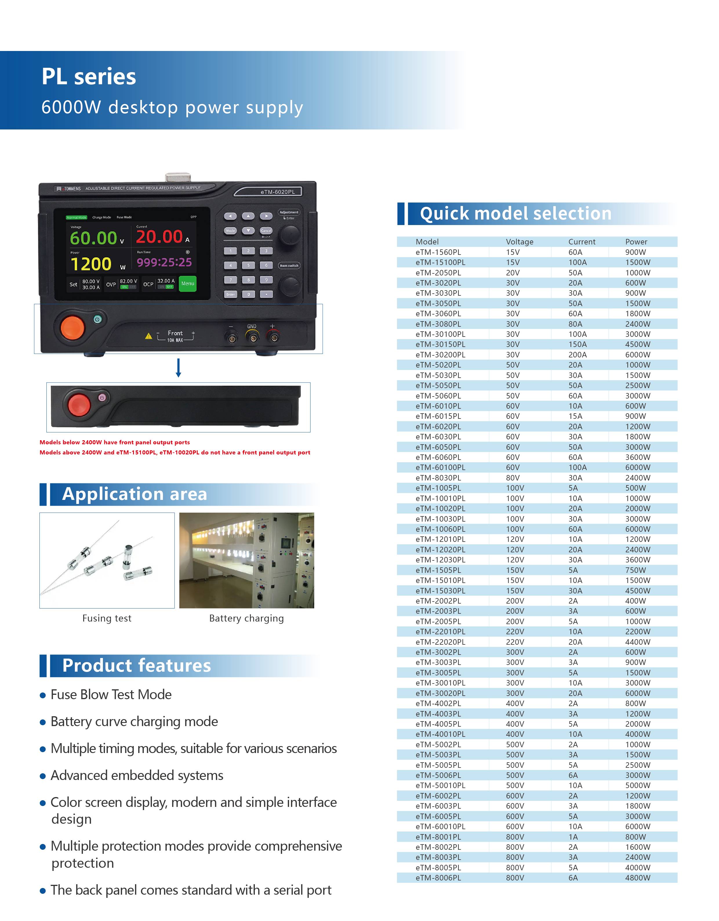 6000W 0 To 30V Programmable Switching DC Power Supply PL Series